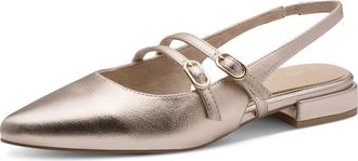 Marco Tozzi Marco Tozzi Damen Ballerinas weiches Feel Me Fu&szlig;bett weiches Innenfutter Vegan Spitz, metallic (Platinum), 39 EU