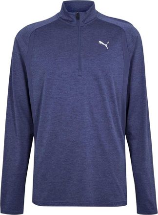 Puma Performance Oberteil f&uuml;r Herren, mit kurzem Rei&szlig;verschluss, Ma&szlig;geschneidert, Lang&auml;rmlig (Blau meliert)