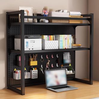 Generic Schreibtisch Stecktafel Gestell aus Metall, Raumsparend und for Computer-Monitore geeignet, for Home Office, Dormitory und das Zuhause(Black,110 * 37.