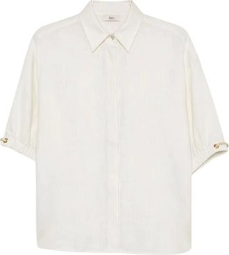 Herno Femme, Blouses et Chemises, Blanc, Taille: 38 FR Chemise boutonn&eacute;e &agrave; manches courtes