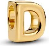 Pandora Lettre D Alphabet Mini Charm en argent sterling plaqué or 14 carats, compatible Moments, dimensions : 6,3 x 8,1 x 6,7 mm, 763950C00