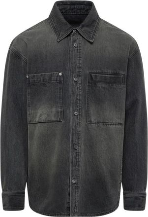 Wooyoungmi Wooyoungmi, Homme, Chemises, Noir, Taille: M Washed Denim Back Logo Shirt