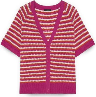 Fiorella Rubino Femme, Pulls, Rose, Taille: 42 FR Cardigan Ray&eacute; en M&eacute;lange de Coton