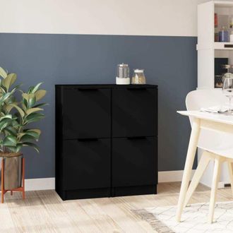 vidaXL Buffets 2 pcs noir 30x30x70 cm bois ding&eacute;nierie