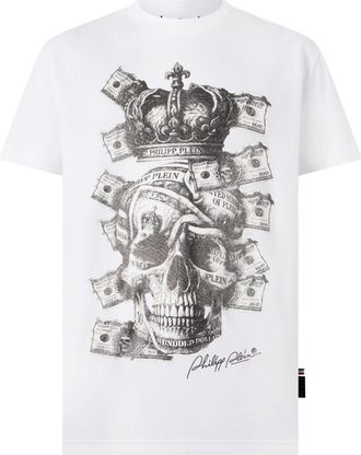 Philipp Plein T-Shirt Rundhalsausschnitt Ss Skull - - Tops - Herren - Wei&szlig; - XL