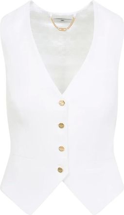Elisabetta Franchi Femme, Vestes, Blanc, Taille: 38 FR Asymmetric Cuts Waistcoat