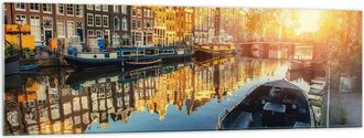 Arttor Panorama Bilder auf Glas 160x50cm Glasbild Kanal Boot Amsterdam Wasser Gro&szlig; XXL Wanddeko Bild im Glas Schlafzimmer K&uuml;che Wandbilder Dekoration Wohnzim
