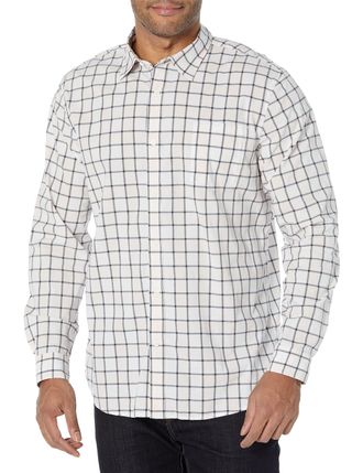 Amazon Essentials Herren Lang&auml;rmeliges Hemd Aus Stretch-Popeline Mit Schlanker Passform, Rosa Wei&szlig; Buffalokaros, XXL