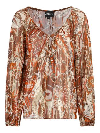 Retrofête blouse métallisée à motif cachemire - Marron