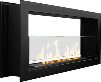 Dmora Bioethanol Kamin Guardea, Kapazit&auml;t 1,5 l, Beheizbare Fl&auml;che 30 m&sup2;, Leistung 3 kW, 90x15x40h cm, Schwarz