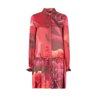 Roberto Cavalli Mini-Hemdblusenkleid mit Rosen-Print - - Dresses - Damen - Rot - M