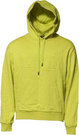 Dolce & Gabbana Mens Green Cotton Hooded Logo Sweatshirt Sweater Gray Elastane Clothing