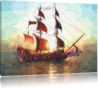 Pixxprint Segelschiff, Größe: 100x70cm, Leinwandbild, fertig gespannt, Wandbild, Dekoration, Kunstdruck, kein Poster