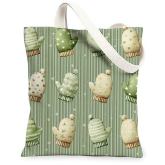 Generic Sacs fourre-tout fantaisistes en toile, motif tricoté vintage, sacs dépicerie réutilisables, légers et lavables, respectueux de lenvironnement pour le