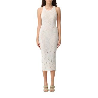 Pinko Durchsichtiges Detail Strickkleid Stylischer Look - - Dresses - Damen - Wei&szlig; - S
