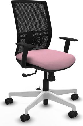 Piqueras y Crespo Yunquera Computerstuhl mit 1D-Armen, h&ouml;henverstellbare Lendenwirbelst&uuml;tze, ausgestattet mit Sincro 4 Positionen und Schneideschaum, Schwarz/Rosa