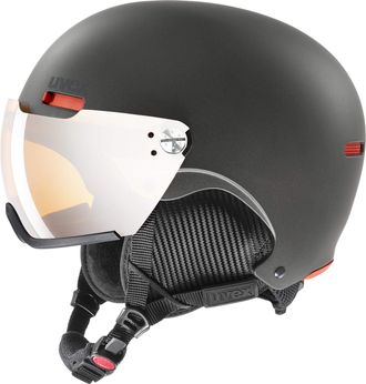 Uvex hlmt 500 Visor - robuster Skihelm f&uuml;r Damen und Herren - individuelle Gr&ouml;&szlig;enanpassung - mit Visier - Dark Slate orange matt - 52-55 cm