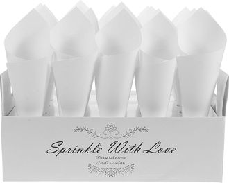 Hemobllo Konfetti T&uuml;ten Satz Hochzeit mit 20 Loch Papierkonfetti Halter Wei&szlig; Kegelf&ouml;rmige Bl&uuml;tenblattbox f&uuml;r Partydekoration und Gastgeschenke