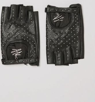 Karl Lagerfeld Handschuhe aus Ziegenleder mit besticktem Monogramm und Perlen
