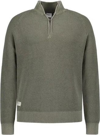 Pepe Jeans London Herren Troyer gr&uuml;n Baumwolle unifarben