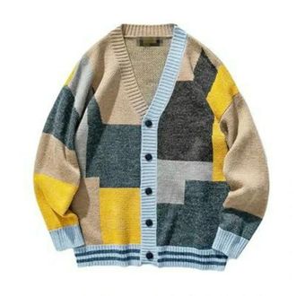 Generic NYSBH Cardigan en tricot pour homme Top Grade Automne Hiver D&eacute;contract&eacute; Tendance Manteaux Veste Hommes V&ecirc;tements, jaune, L