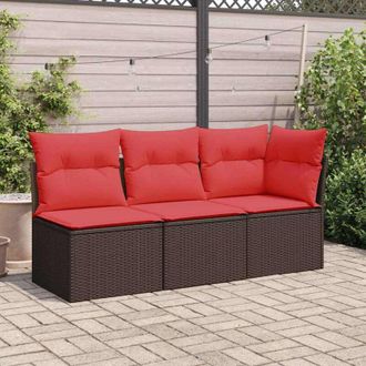 vidaXL Chaise de jardin sans accoudoirs avec coussins marron rotin - Vidaxl
