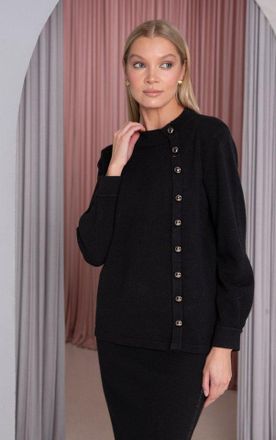 Passioni Strickpullover mit asymmetrischem Knopfdetail