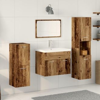 vidaXL Vidaxl - Badezimmerm&ouml;bel Set Wandmontiert 4 pcs Altholz 30 x 30 x 130 cm