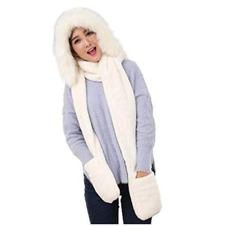 Generic Casquettes de baseball pour couples en laine pour femmes gants chauds protecteurs ensemble col chapeau &eacute;pais &eacute;charpe en peluche casquettes de baseball