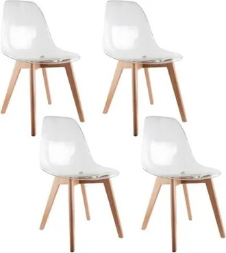 The Home Deco Factory HD30871, Set mit 2 skandinavischen transparenten Stühlen, Möbel, Sitz, Tischsessel, 45 x 83,6 x 52,3 cm, Sitzhöhe 46,4 cm, transparentes Weiß
