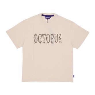Octopus Tentakel Logo Tee Creme Kurzarm - - Tops - Herren - Beige - S