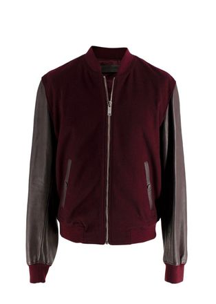 Alexander McQueen Two Tone Burgundy Bomber Jacket Size S