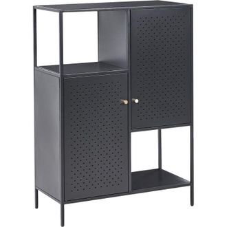 Beliani Meuble de Rangement de Bureau Moderne en M&eacute;tal Acier Thermolaqu&eacute; avec 6 &Eacute;tag&egrave;res Noir Rakaia