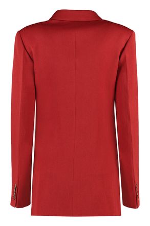 Victoria Beckham Womens Double-Breasted Wool Blazer Red Polyester Blazers Jacket