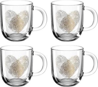Leonardo 046449 EMOZIONE Tasse 400 ml mehrfarbig Fingerabdruckherz 4er-Set, Glas, Klar
