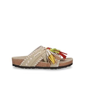 Elena Iachi Beige Fransen Sandalen - - Shoes - Damen - Beige - 39 EU