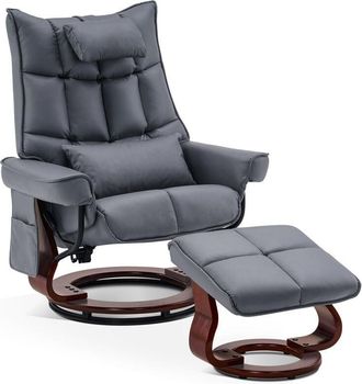 MCombo M MCombo Relaxsessel mit Hocker, Drehbare Fernsehsessel mit Liegefunktion, Moderner TV-Sessel Stuhl f&uuml;r Wohnzimmer, mit Kissen & Seitentasche, Stoff