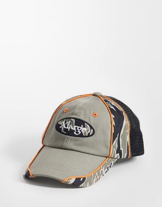 XLARGE Red Head - Hybrid-Baseballkappe mit sechs Bahnen und olivgr&uuml;nem Military-Muster-Neutral