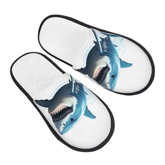 Generic Fourrure Pantoufles Requin Bleu Antid&eacute;rapant Hiver Pantoufles Cozy Hiver Chausson Pour Camping Chambre Spa L