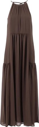 PESERICO Femme, Robes, Brun, Taille: 38 FR Longue Robe Georgette