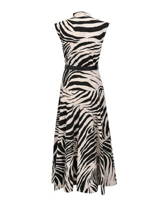 Max Mara Womens Chemisier Dress Poplin Zebra Print Black Cotton Evening Suits