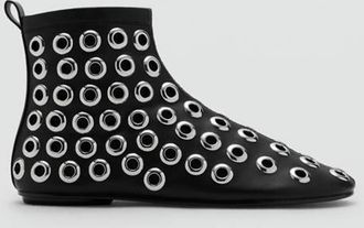 Mango Stiefelette in Lederoptik mit Eyelets schwarz - Damen - 36 - MANGO