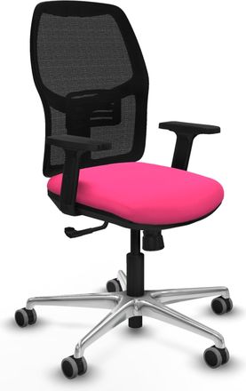 Piqueras y Crespo Alfera B&uuml;rostuhl mit 2D-Armlehnen, ausgestattet mit 4 Positionen und Schneideschaum, 65 mm Rollen, Parkett, Schwarz/Rosa