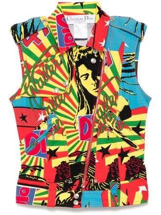 Dior gilet imprim&eacute; (2004) - Jaune