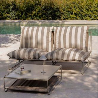 Sklum Amaro 2-teiliges modulares Gartenset mit Sofa und umwandelbarem Beistelltisch Braun Tapioca - Braun Mokka - Sklum
