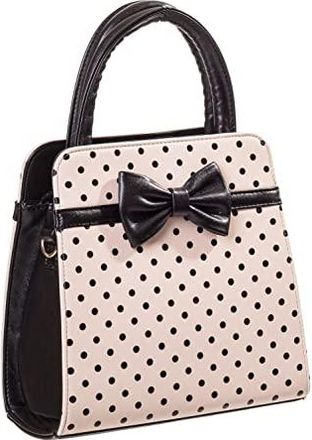Banned Carla Sac à main rétro années 50 Rockabilly Polka en similicuir avec poignée sur le dessus, beige, Medium