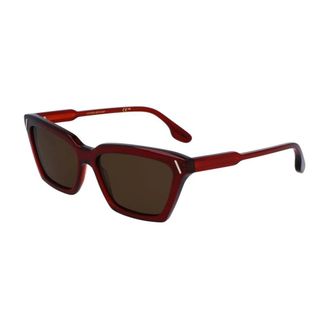 Victoria Beckham Femme, Accessoires, Rouge, Taille: ONE Size Vb661S Lunettes de Soleil Rectangulaires Modifi&eacute;es