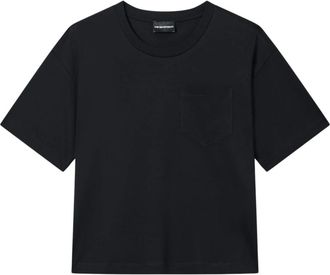 Emporio Armani Femme, Tops, Noir, Taille: 40 FR T-shirt Travel Essential en jersey merceris&eacute;