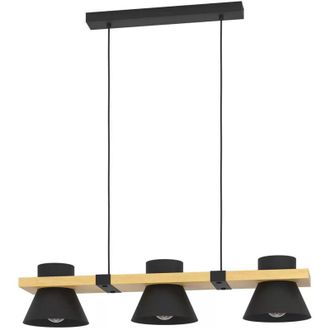 Eglo Neuwertig] Eglo H&auml;ngeleuchte Maccles In Schwarz Mit Holz H&auml;ngelampe Lampe Leuchte Spot Led B-Ware
