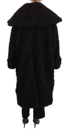 Dolce & Gabbana Womens Black Polyester Fur Trench Coat Jacket Clothing